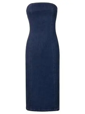 JAKKE Jakke Strapless Stretch Denim Pencil Midi Dress