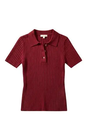 HARMAIN LEATHERS LTD Ribbed Knit Polo Shirt - Red