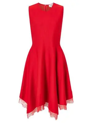Alexander McQueen Lace-trimmed Jersey Midi Dress - Red