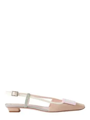 ROGER VIVIER Belle Vivier Buckled Suede Ballet Flats - Neutrals