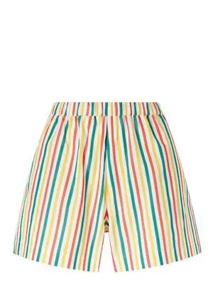 LIDO Striped Cotton-poplin Shorts - Yellow