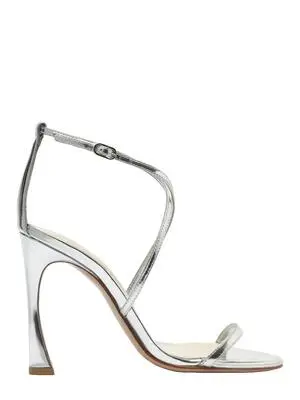 ALEXANDRE BIRMAN Cynthia 100 Grid Metal Leather Sandals - Silver