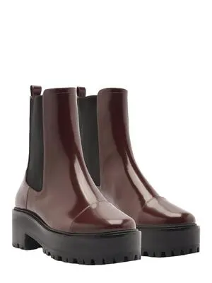 ALEXANDRE BIRMAN Christina 45 Leather Chelsea Boot - Cherry Lacquer