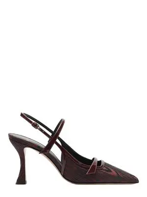 ALEXANDRE BIRMAN Tita Moire 85 Slingback Heels - Cherry Lacquer