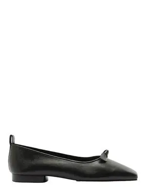 ALEXANDRE BIRMAN Alexandre Birman Slim Flat Black Leather Square Toe