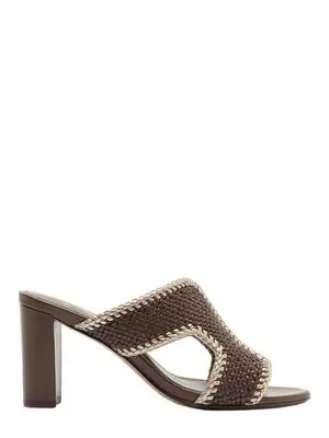 ALEXANDRE BIRMAN Odara 75 Braided Leather Block Heel Mules - Mousse