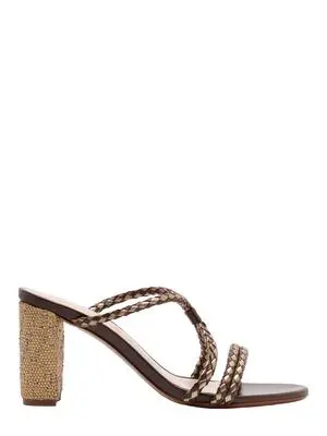 ALEXANDRE BIRMAN Elba 75 Braided Strap Heeled Mules - Brown