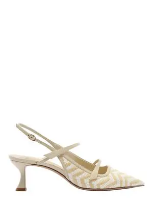 ALEXANDRE BIRMAN Tita Raffia Zig 60 Slingback Pumps - Eggshell