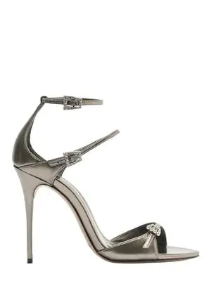 ALEXANDRE BIRMAN Ciara Crystals Stiletto Heel Sandals - Pewter
