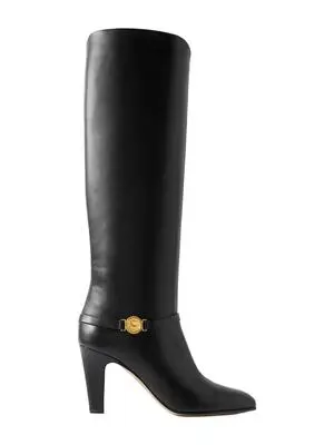 Chloé Embellished Leather Knee High Boots - Black