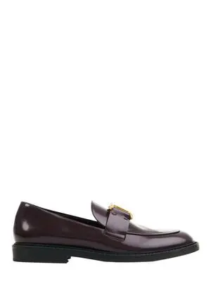 Chloé Marcie Slip-on Loafers With Logo Detail - Deep Ruby Red Color