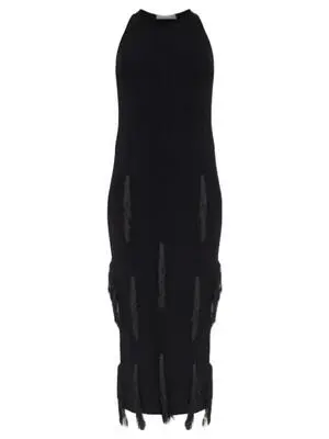 IRO PARIS Sleeveless Knee-length Dress With Tasseled Accents - Black