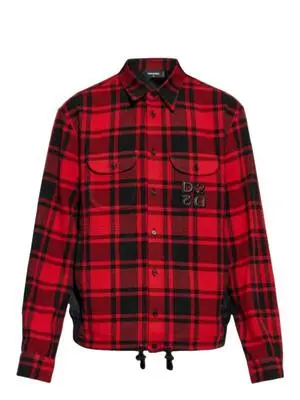 Dsquared2 Checked Pattern Logo Detailed Shirt - Red