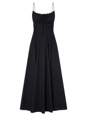 Staud Staud Midi Dress With Drawstring Bust Black