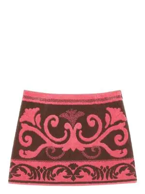 Valentino Garavani Valentino Terry Cloth Printed Mini Skirt Red