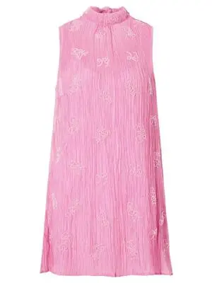 Staud Embellished Crinkled Organza Mini Dress - Pink