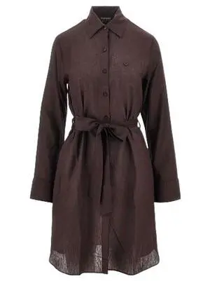 Emporio Armani Belted Shirt Dress - Black