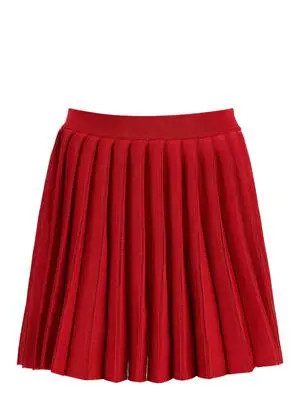 SELF-PORTRAIT Pleated Knit Mini Skirt - Red