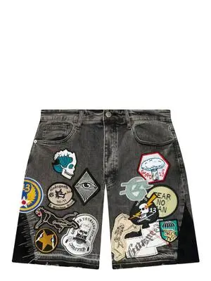 GODSPEED V2 Patchwork Denim Shorts - Grey