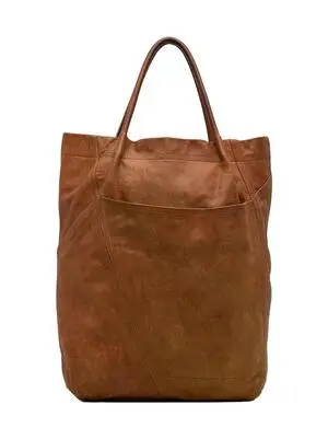 Marni Leather Front Pocket Tote Bag - Brown