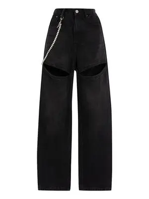 AREA Cutout High-rise Straight-leg Jeans - Black