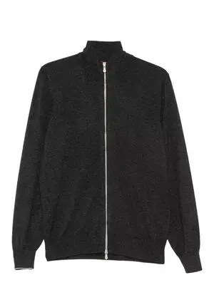 Brunello Cucinelli High Neck Zip-up Cardigan - Grey