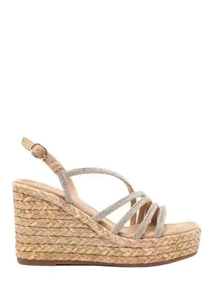 ALMA EN PENA Crystal Embellished Wedge Sandals - Neutrals