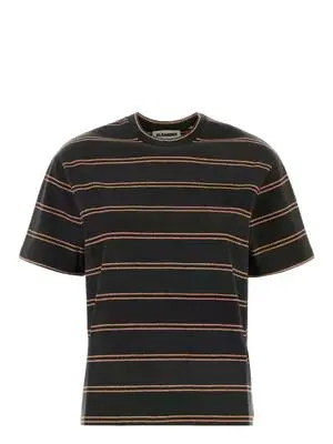 JIL SANDER Striped Embroidered T-shirt - Black