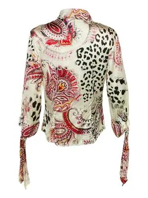 Just Cavalli Printed Silk-blend Top - Neutrals
