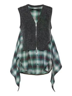 Dsquared2 Checkered Knit Overlay Shirt - Green