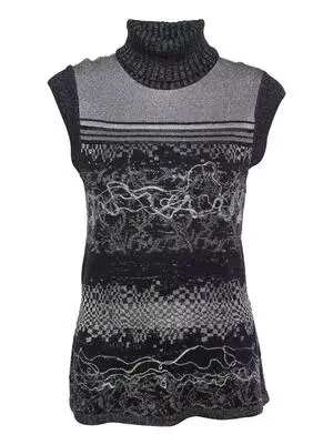 Kenzo Intarsia Sleeveless Roll Neck Top - Black
