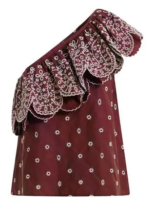 Essentiel Antwerp Ruffled One-shoulder Blouse - Red