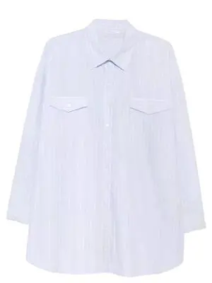 Patrizia Pepe Striped Button-down Shirt Dress - Blue