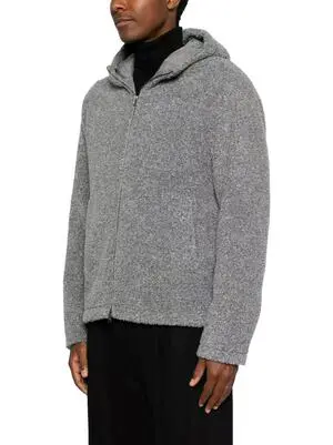 Herno Hooded Bouclé-effect Coat - Grey
