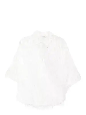 RAME Short Sleeve Fringe Shirt - White