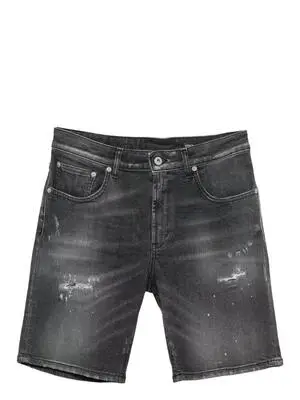 DONDUP Derick Distressed Paint-splatter Denim Shorts - Grey