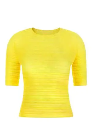 Issey Miyake Ribbed-fabric Blouse - Yellow