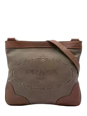 Prada Canapa Logo Crossbody Bag - Neutrals