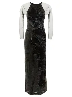 Badgley Mischka Embellished Mesh Gown - Black