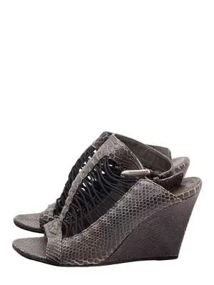 Givenchy Python-embossed Wedge Sandals - Grey