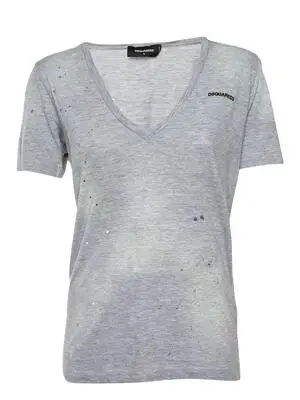 Dsquared2 Distressed V-neck T-shirt - Grey
