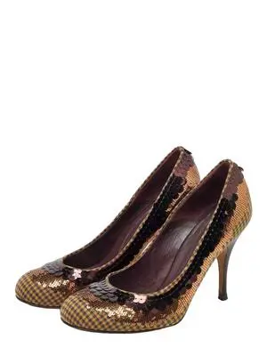 Etro Sequin Round-toe Pumps - Brown
