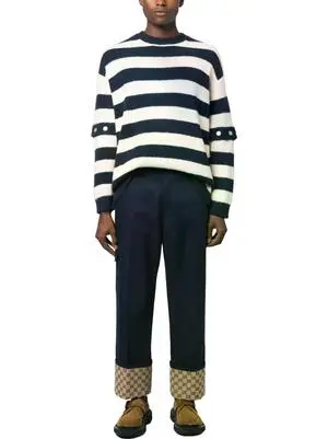 Gucci Gg Supreme Paneled Straight-leg Trousers - Blue