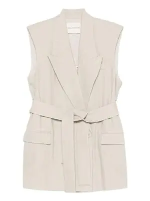Camilla And Marc Sleeveless Belted Waistcoat With Flip Pockets - Green