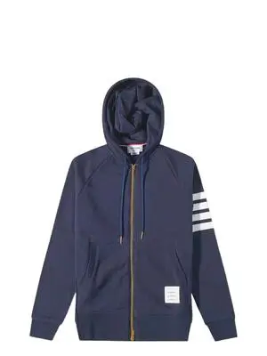 Thom Browne Zip-up Hoodie With Signature Stripes - Black