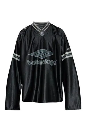 Balenciaga Long Sleeve V-neck T-shirt - Black