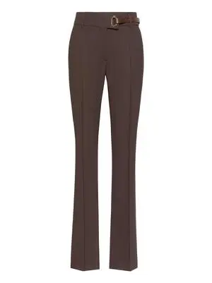 Sportmax Tailored Trousers With Belt Detail - Chocolate-colored
