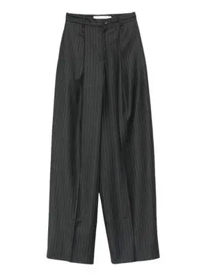 AYA MUSE Pinstriped Pleated Wide-leg Trousers - Gray