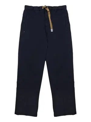 WHITE SAND Cotton Trousers With Belted Waist - Blue