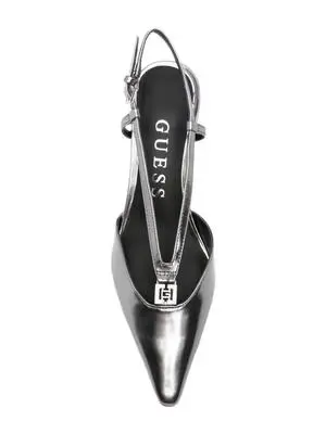 Guess Pointed-toe Slingback Pumps With Metallic Finish - Silver
